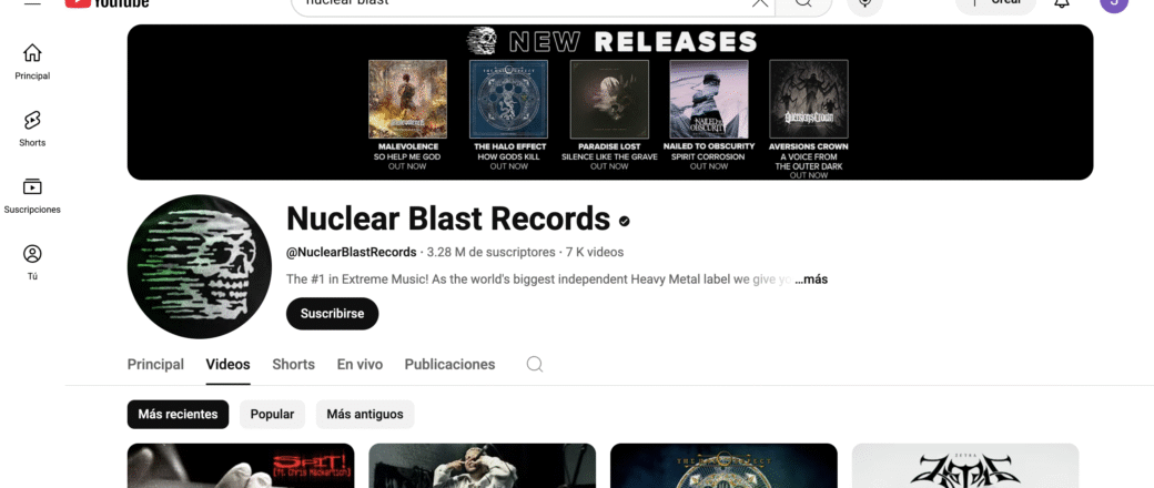 Nuclear Blast recupera su canal en YouTube - Headbanging